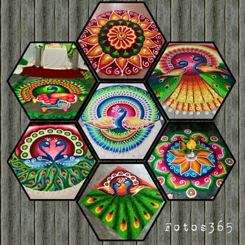 TELUGU WEB WORLD: SEVEN BLOCKS PEACOCK RANGOLI ART