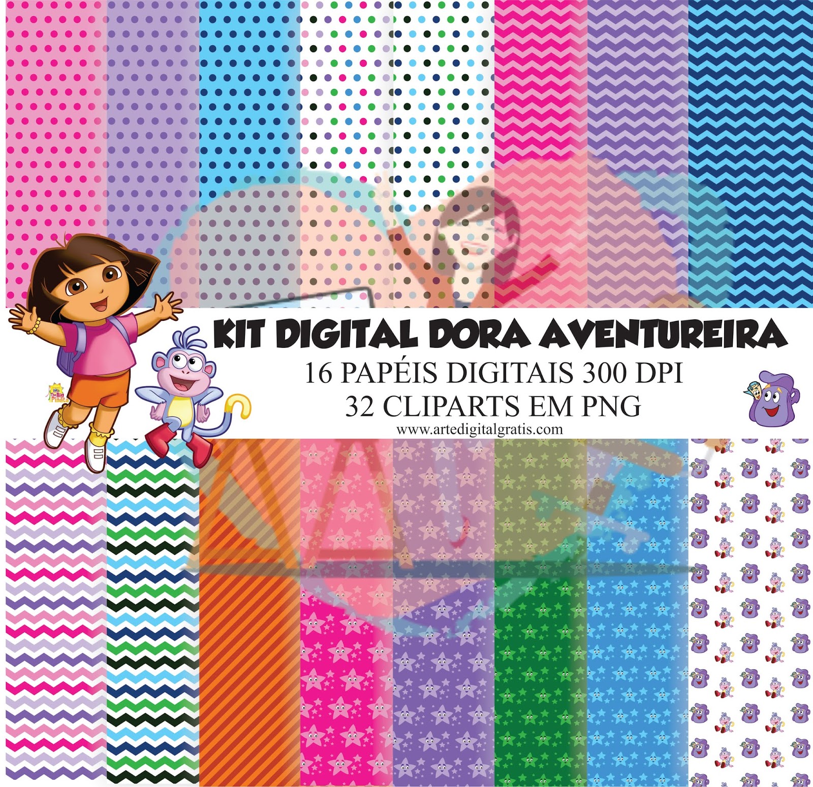 KIT DIGITAL DORA AVENTUREIRA GRÁTIS - Arte Digital Grátis