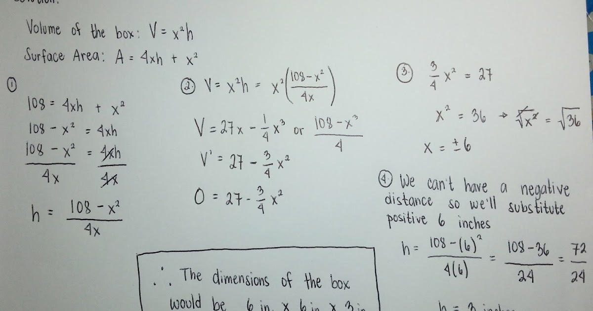 STEM 2E Basic Calculus: Optimization Problem: A manufacturer wants to ...