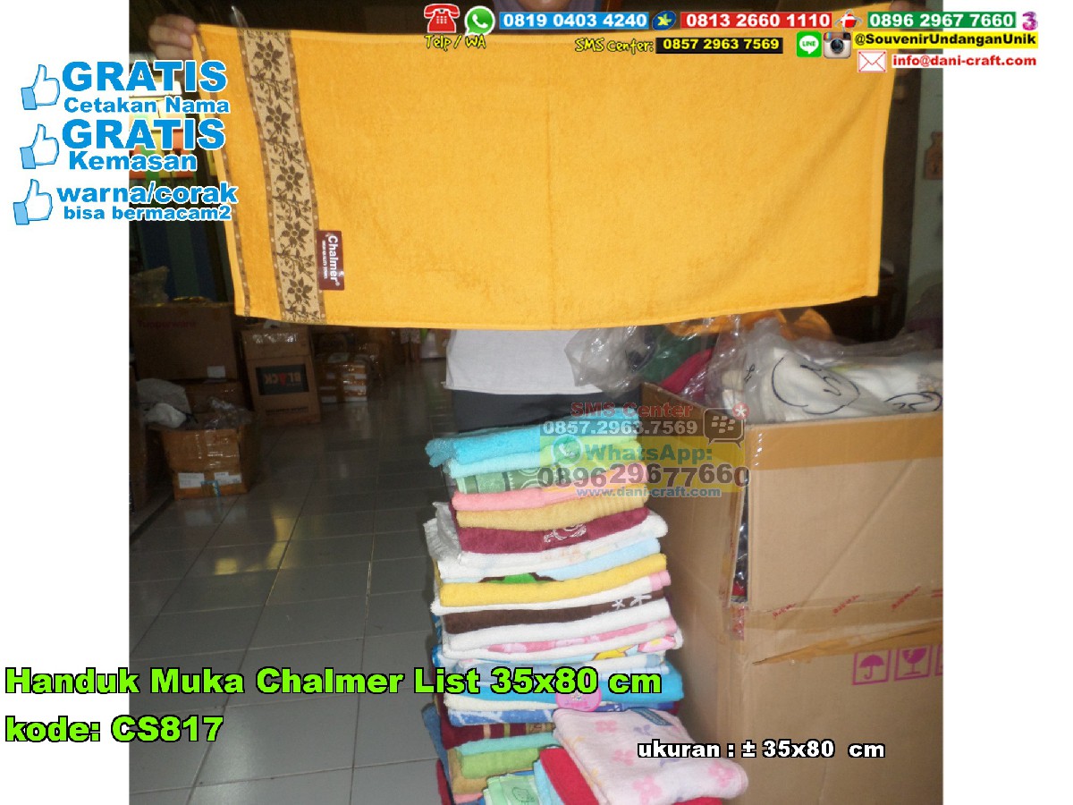 Handuk Muka Chalmer List 35×80 Cm | Souvenir Pernikahan