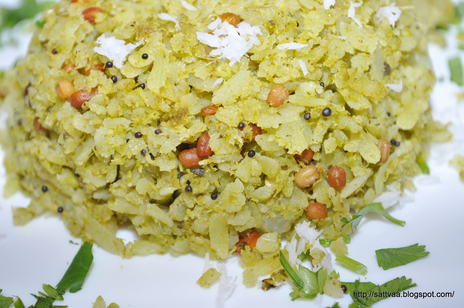 Sattvaa: Avalakki with Cilantro masala - a twist to your favorite breakfast