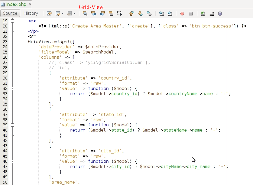 Dependent dropdown for country, state, city and area in yii2