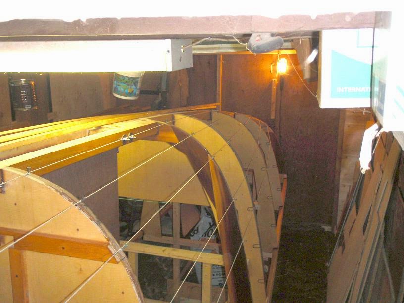 Twiggy Mk2 Trimaran: Main hull stringer layout - string lines