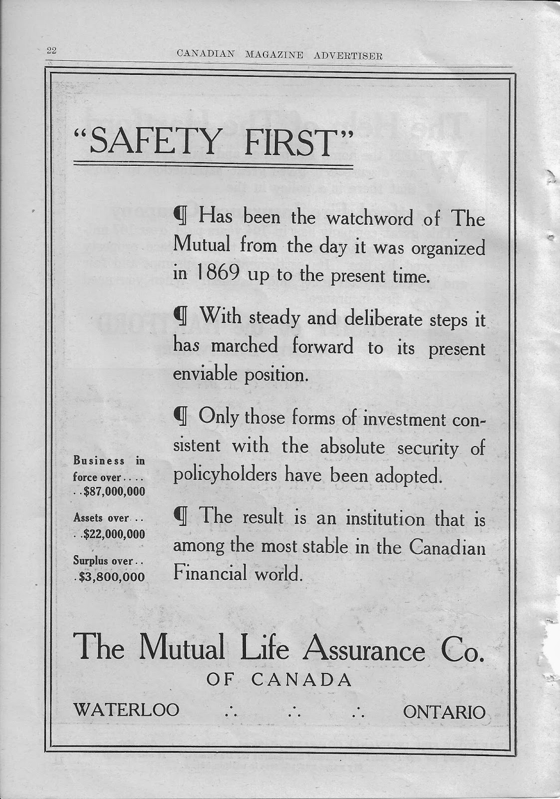 Pioneer & Vintage Advertisements: Bank and Insurance