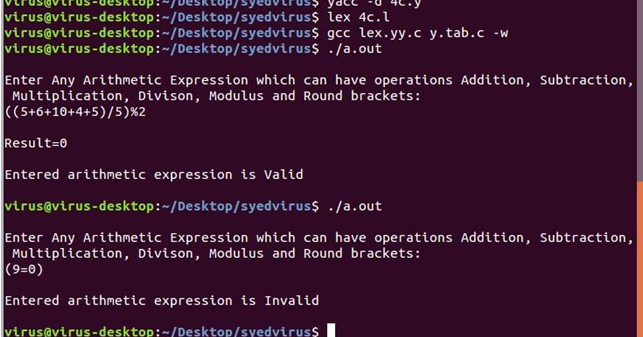 IMPLEMENTATION OF CALCULATOR USING LEX & YACC