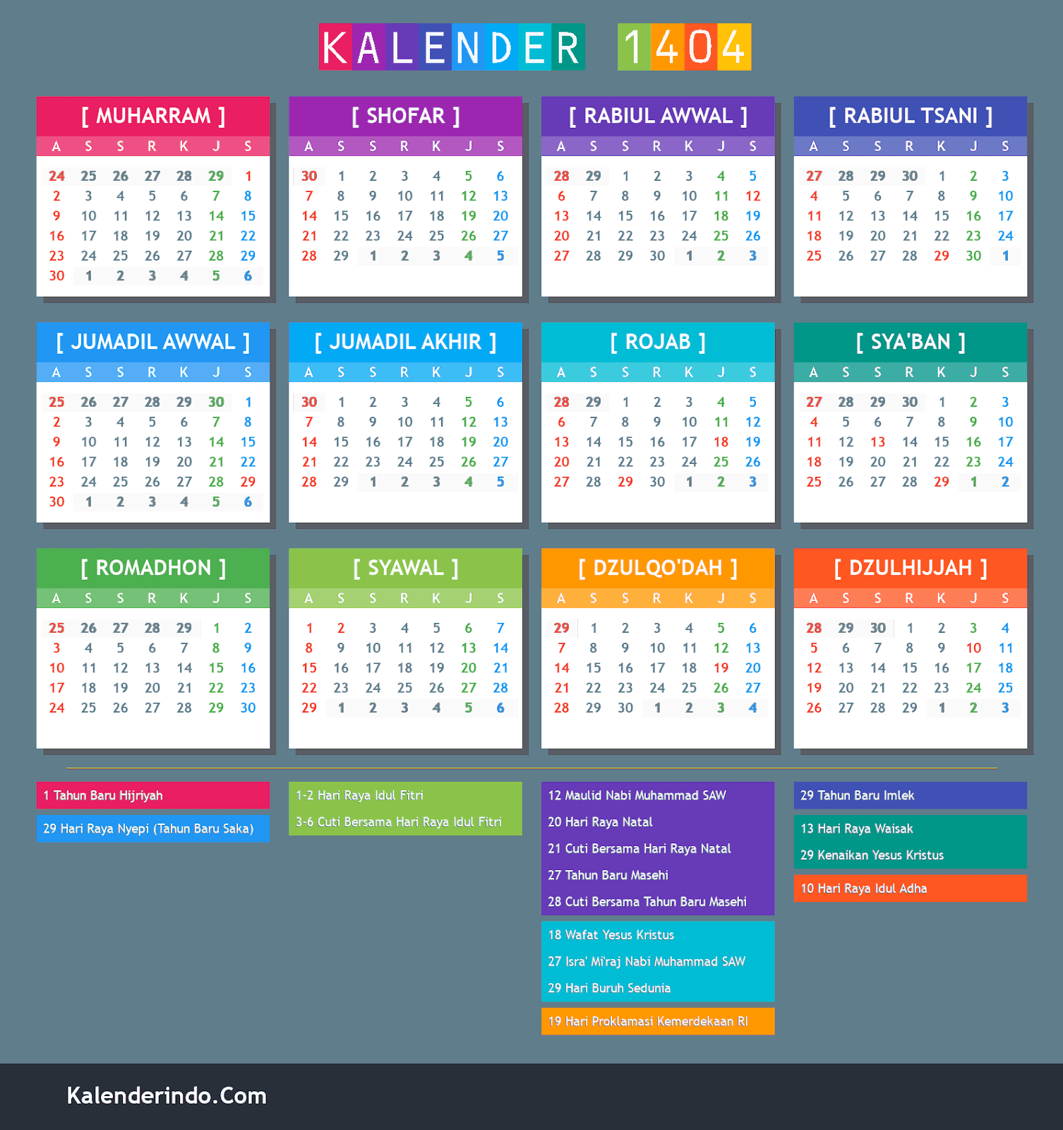 Kalender Hijriyah Online: 1404
