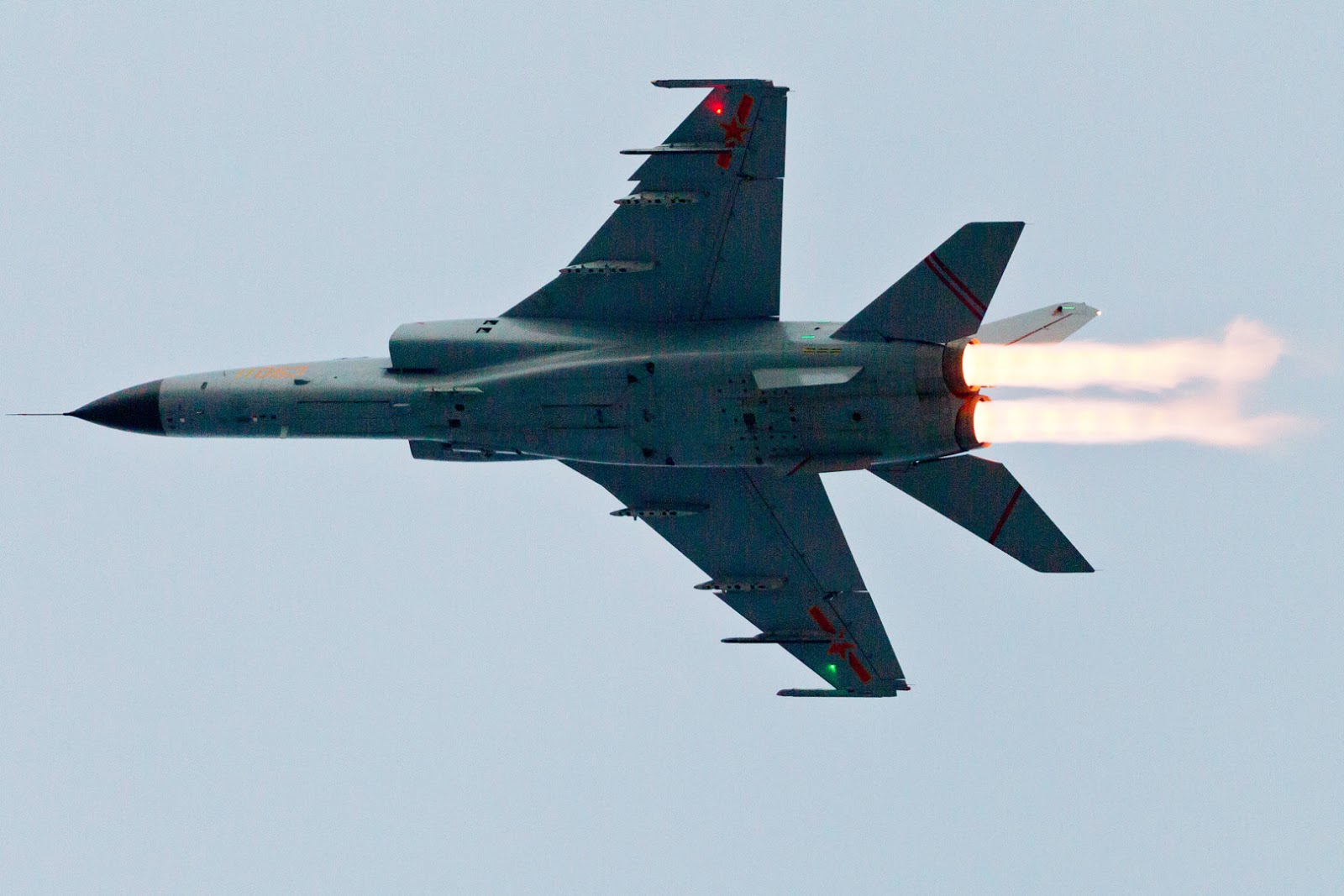 Chinese JH-7 Flying Leopard Fighter Attack Aircraft With Afterburners ...