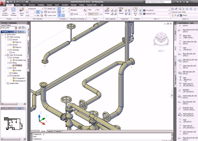 How to piping systems Pipie 3D drawing with AutoCAD Plant 3D. | Drawing ...