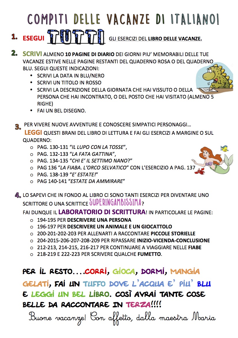 NOI IMMAGINIAMO COSì: COMPITI DELLE VACANZE!!!!