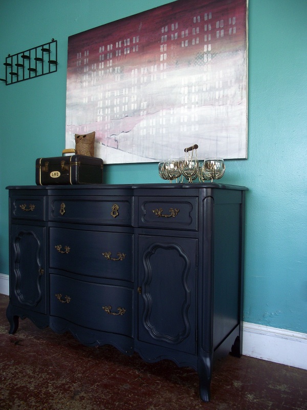 Vintage Ground: Stunning Vintage Deep Blue Buffet / Credenza