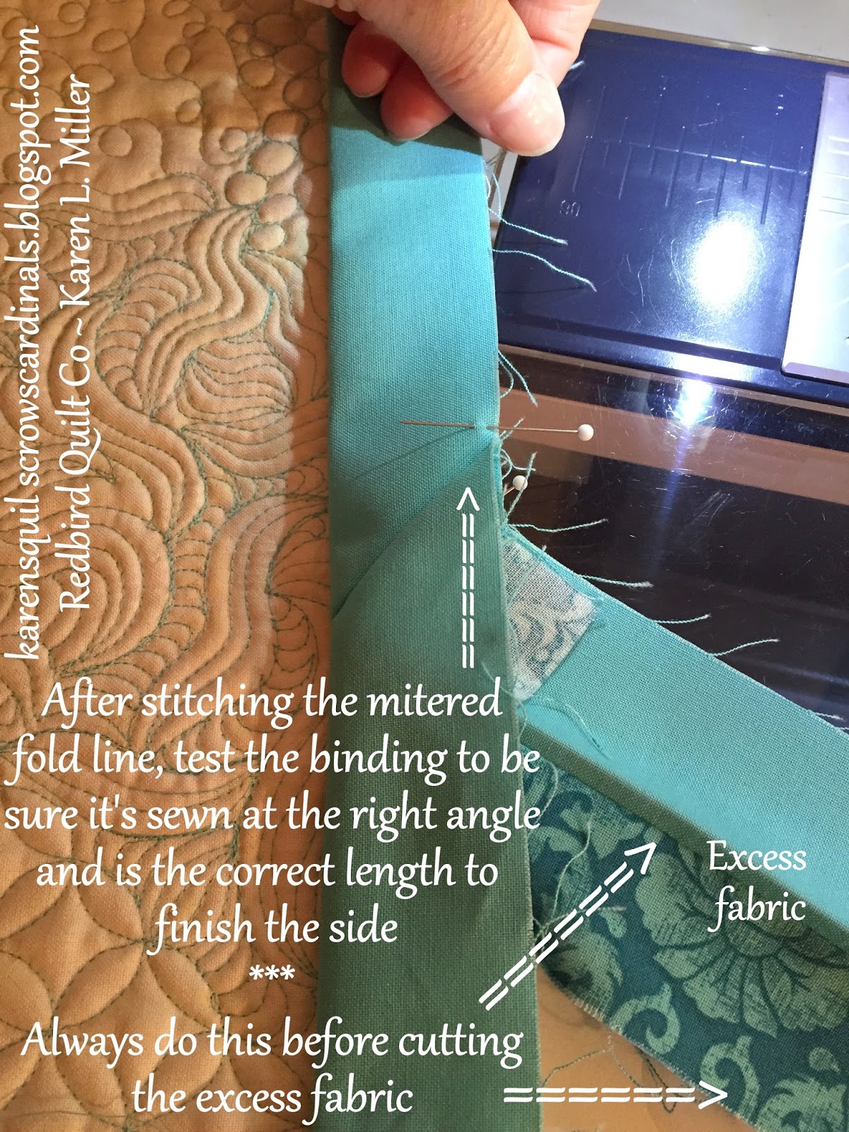 Karen's Quilts, Crows and Cardinals: Tutorial - Mitered and Flanged ...