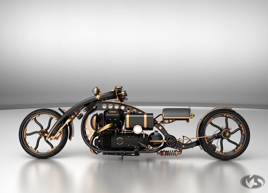 MOTORCYCLE 74: Steampunk chopper - Black widow by Solifague Design