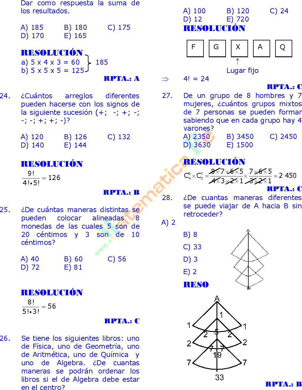 ANALISIS COMBINATORIO EJERCICIOS RESUELTOS DE RAZONAMIENTO MATEMÁTICO ...