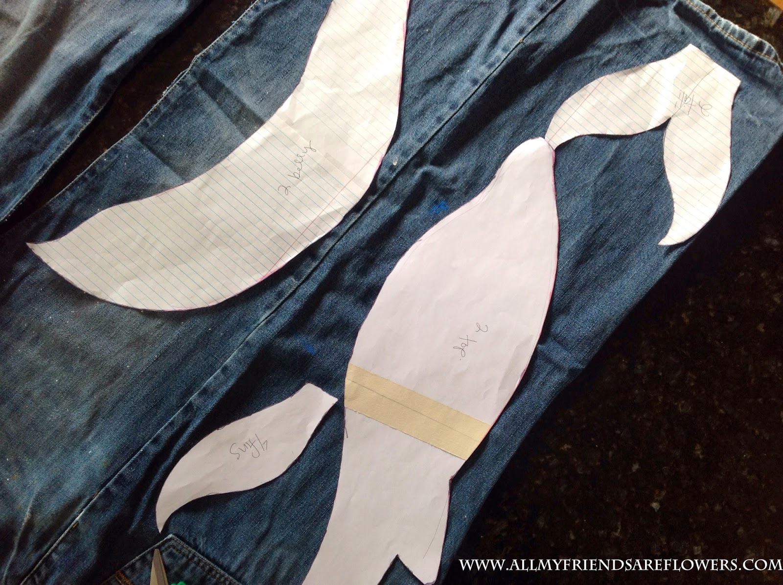 all my friends are flowers: Denim Whale Tutorial & Printable Pattern