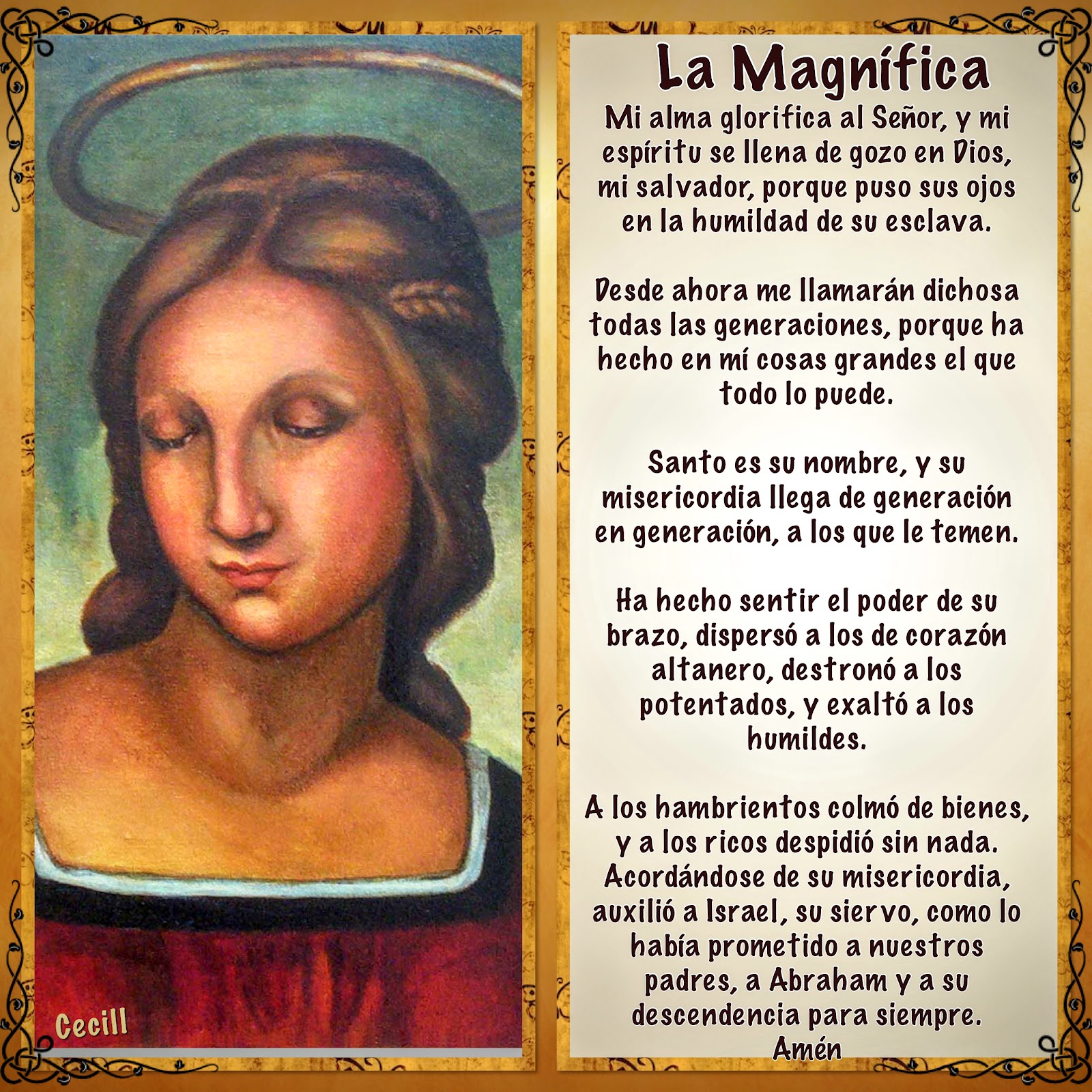 Imágenes de Cecill: Estampita y Oración, La Magnífica