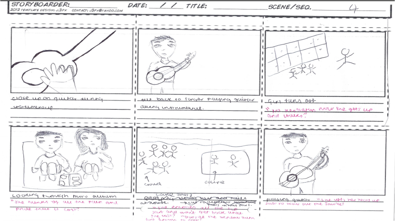 Miriam's Media Blog: Storyboard for Our Music Video
