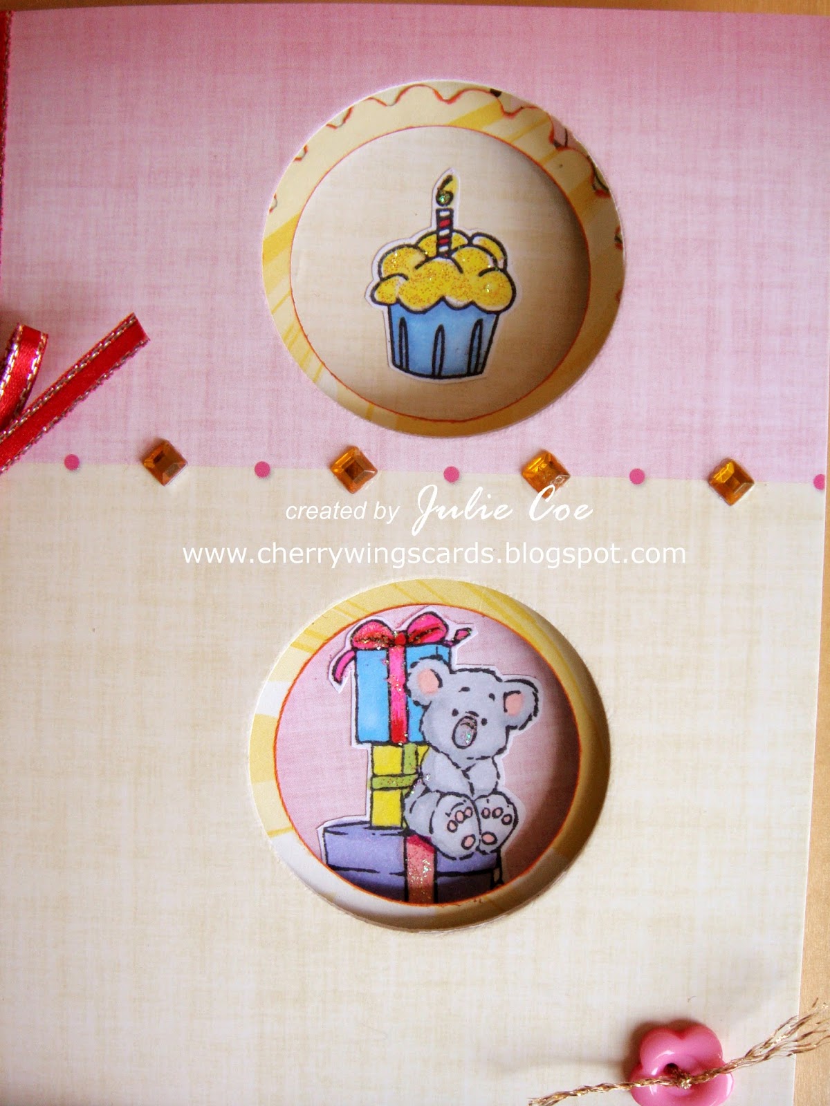 Cherry Wings: Peek-A-Boo Birthday Card