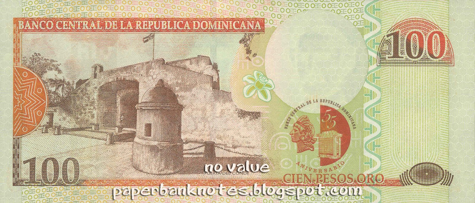 America Dominican Republic 100 Pesos Oro Celebrating The 55th america-dominican-republic-100-pesos-oro-celebrating-the-55th