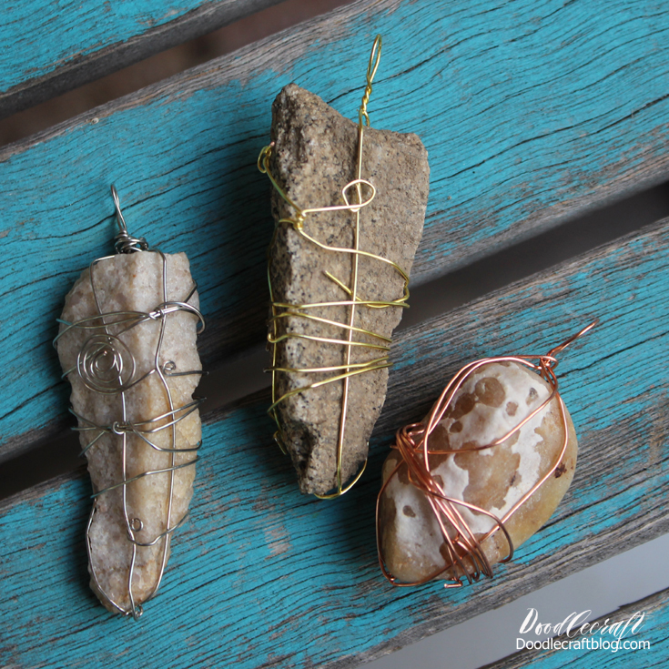 Wire Wrapped Natural Rock Pendants!