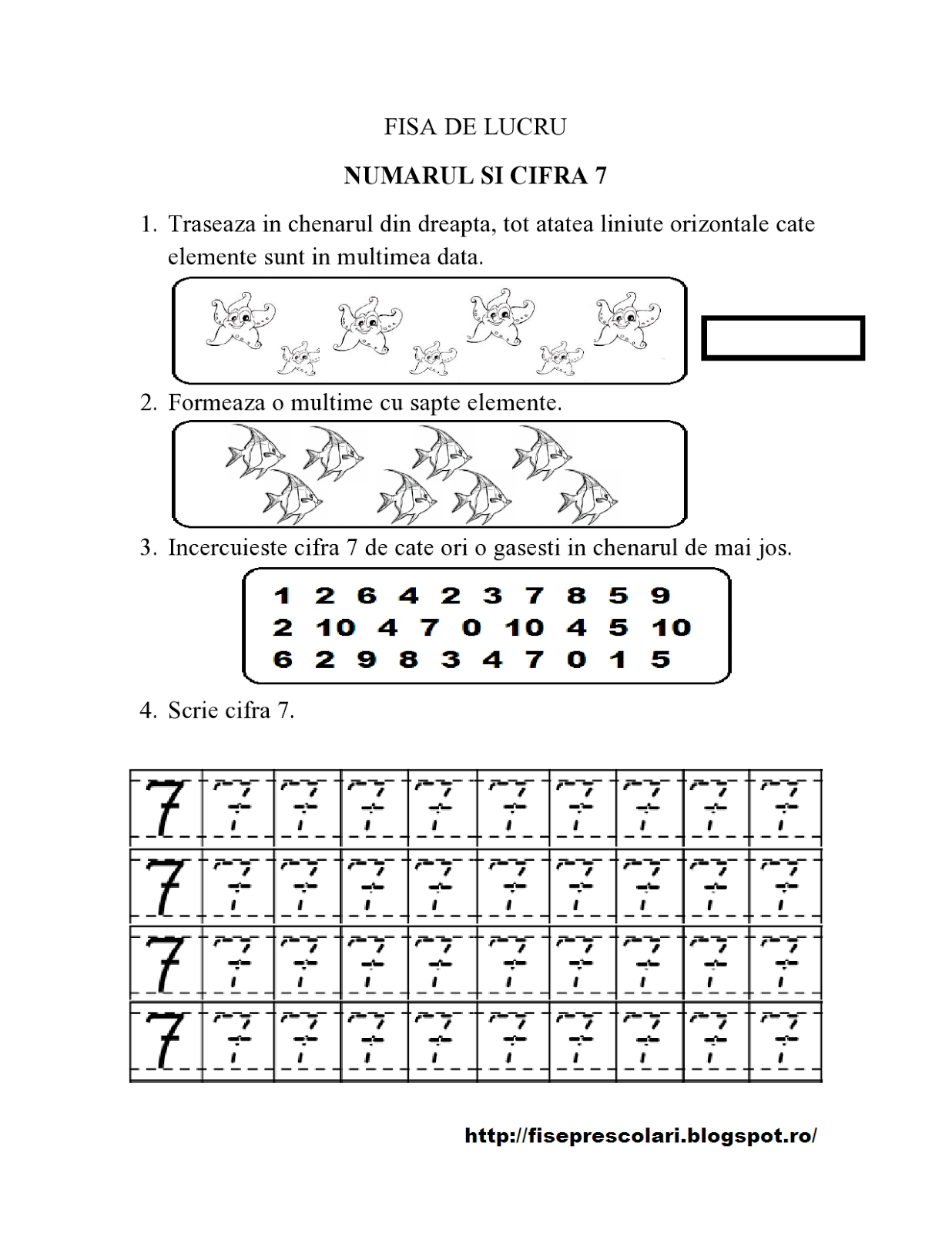 Set de Fise cu cifre punctate de la 1 la 10 - gradinita - 19 :: Fise de ...