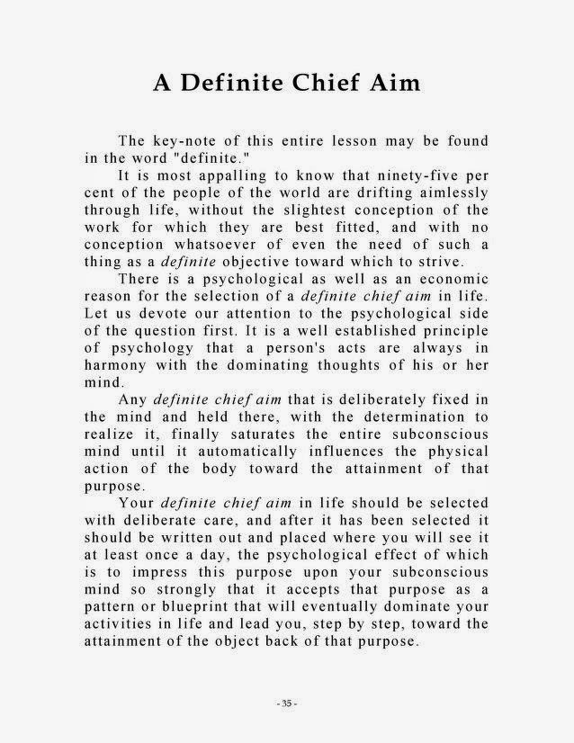 MUST DO IT YOURSELF: Lesson 2 A Definite Chief Aim (The Law of Success)