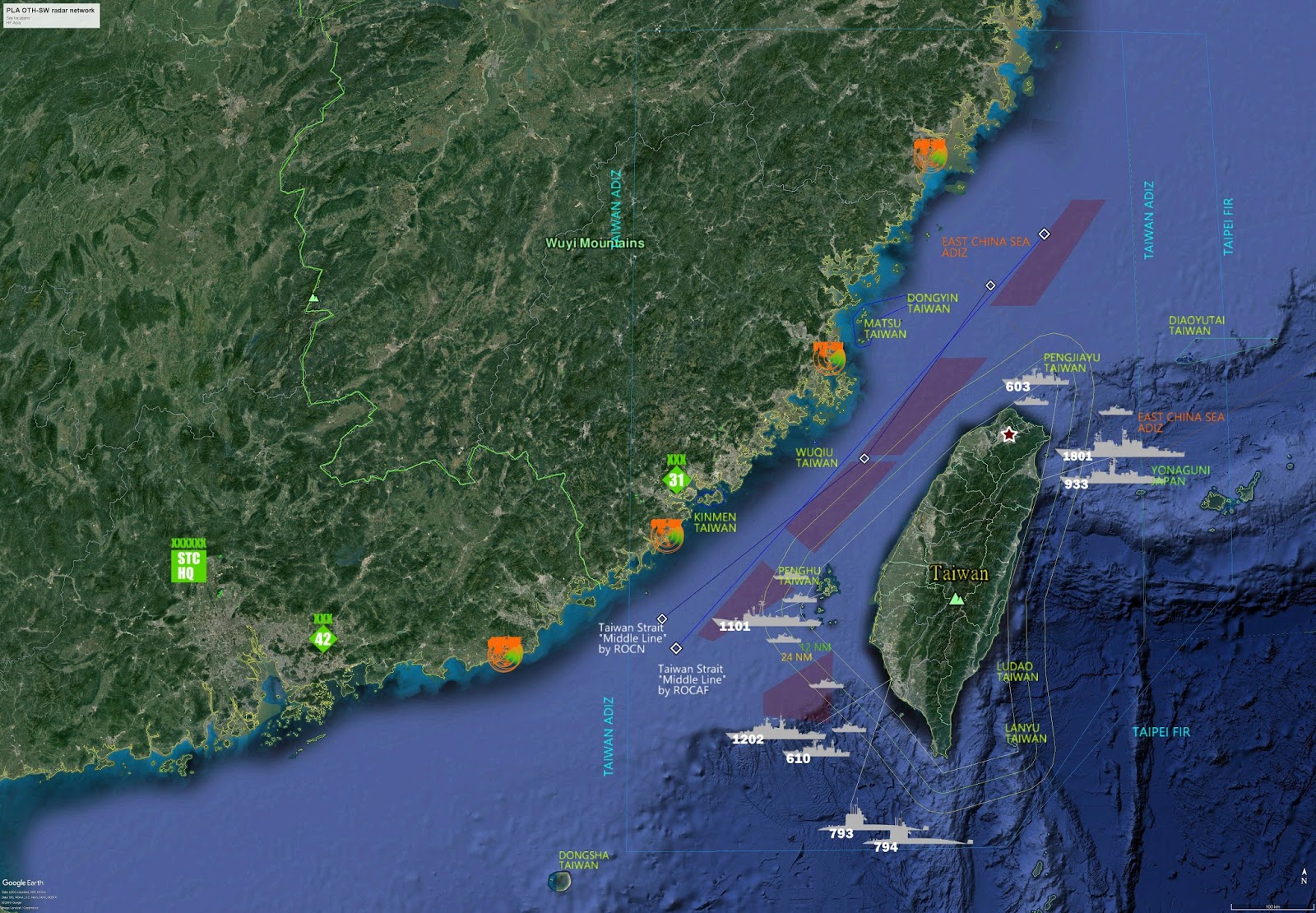 Taiwan strait: PLA OTH surface wave radar network for the Taiwan strait