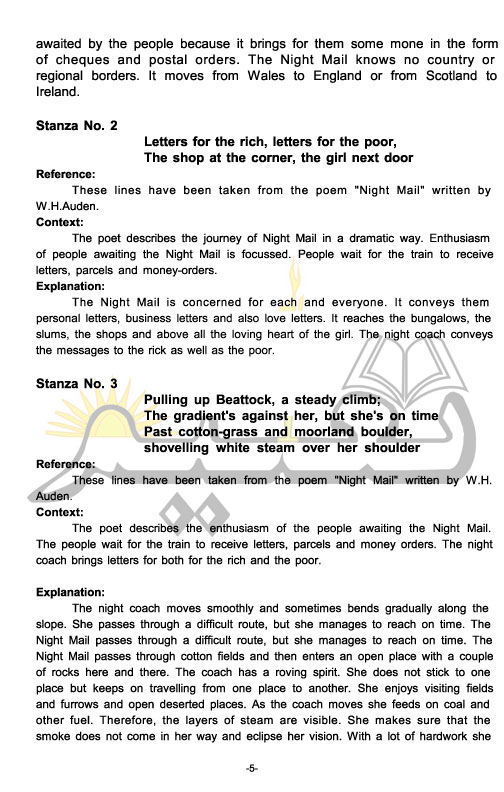 Online Taleem: Night Mail by W.H.Auden