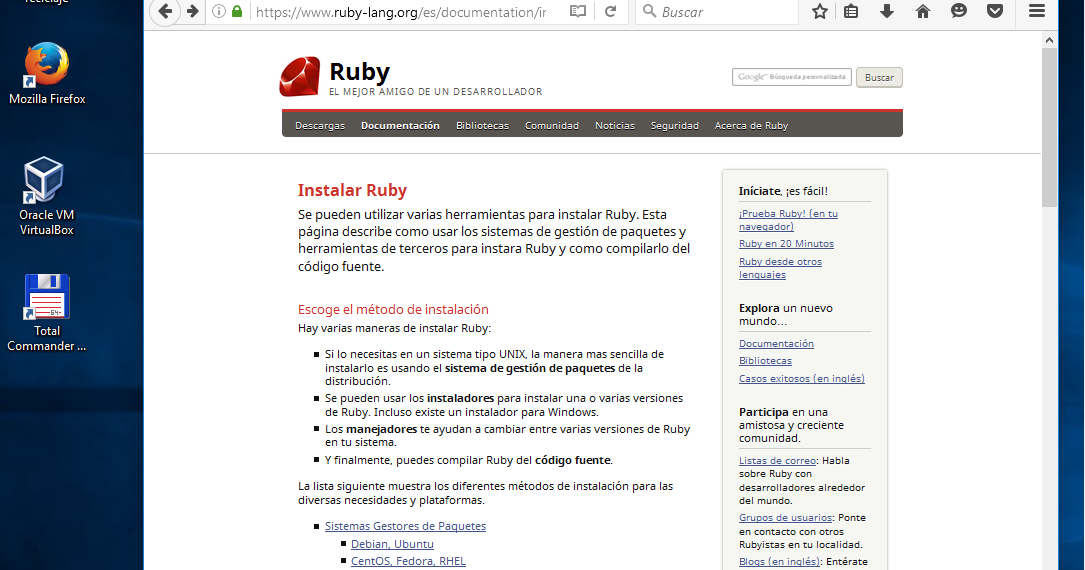 Ruby en windows - Lenguaje de programación: Instalación de Ruby