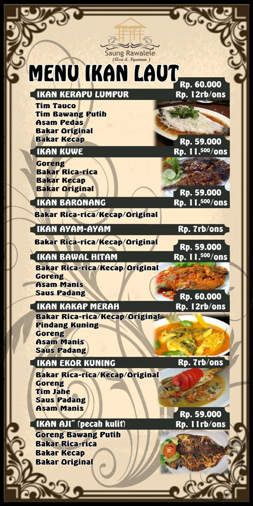 Menu Ikan Laut Saung Rawalele ~ SAUNG RAWA LELE