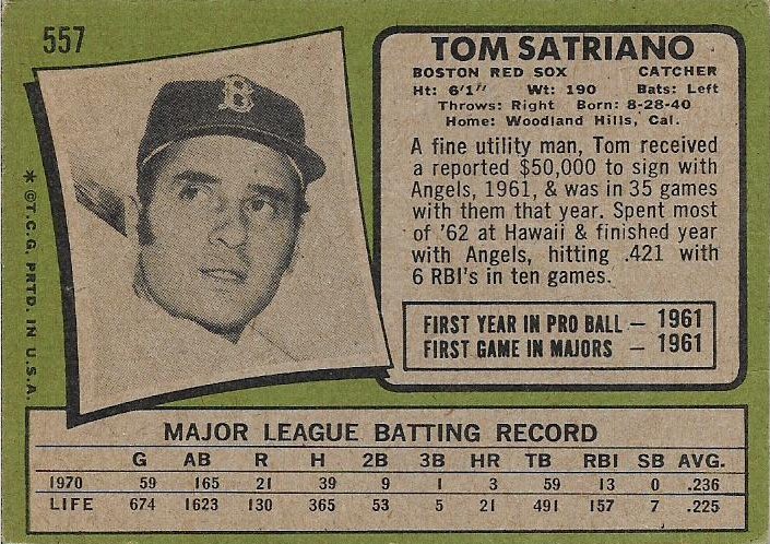 Topps 1971: no. 557 - tom satriano