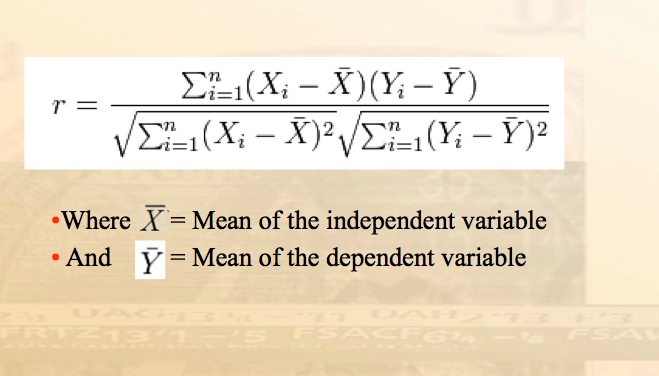 Quantitative Method: Formula for correlation coefficient (r)