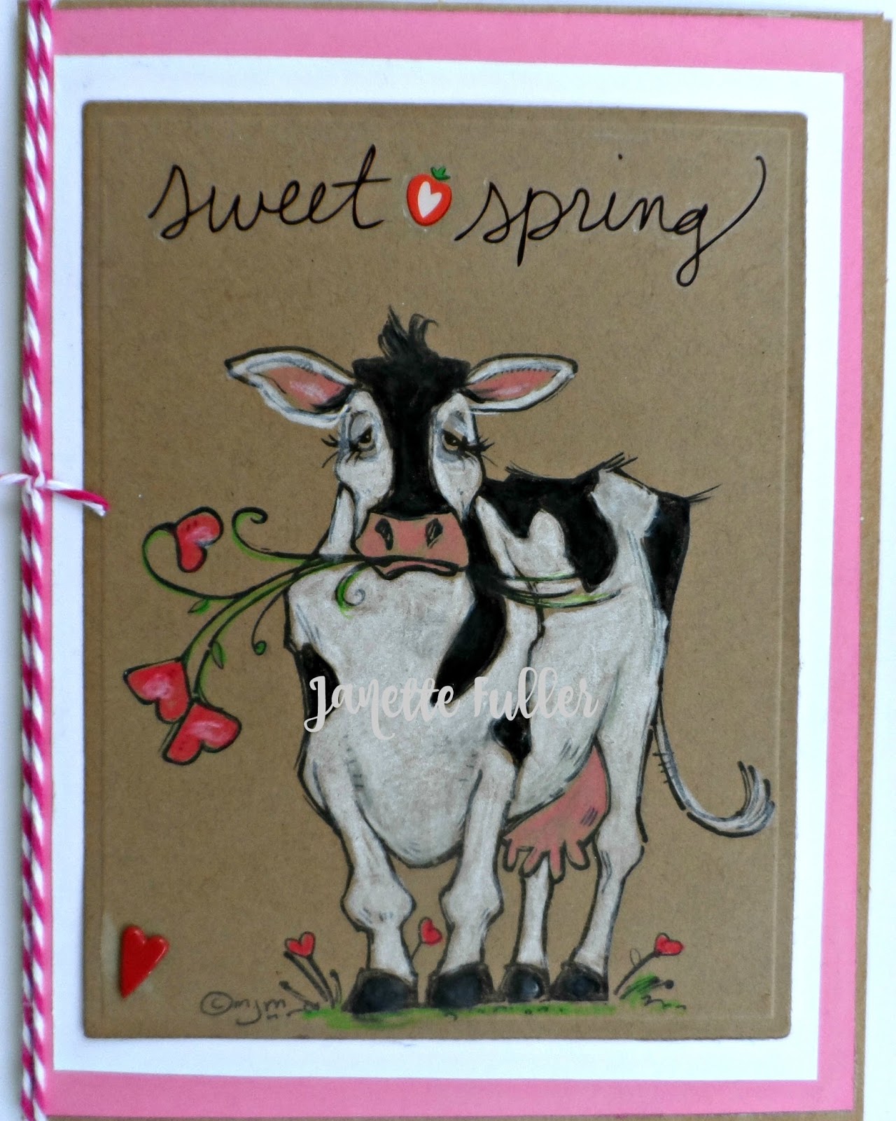 Janette Fuller: Dairy Cow Spring Greeting Card