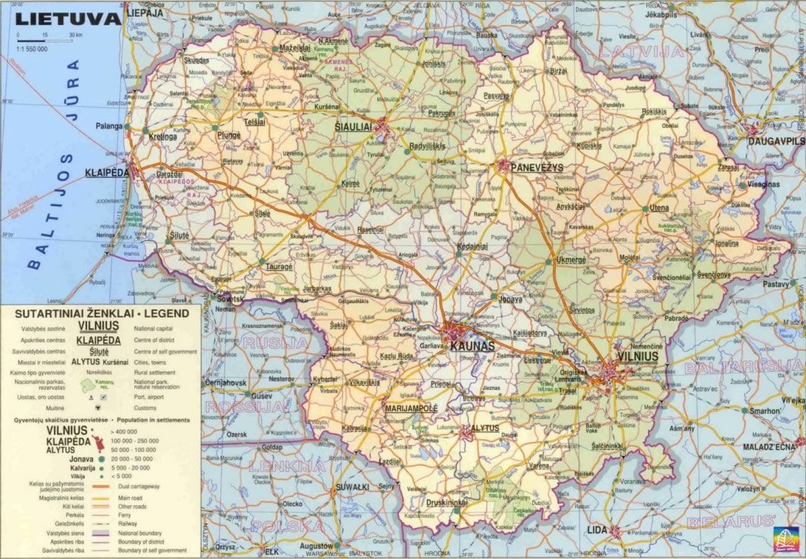 LITHUANIA - GEOGRAPHICAL MAPS OF LITHUANIA