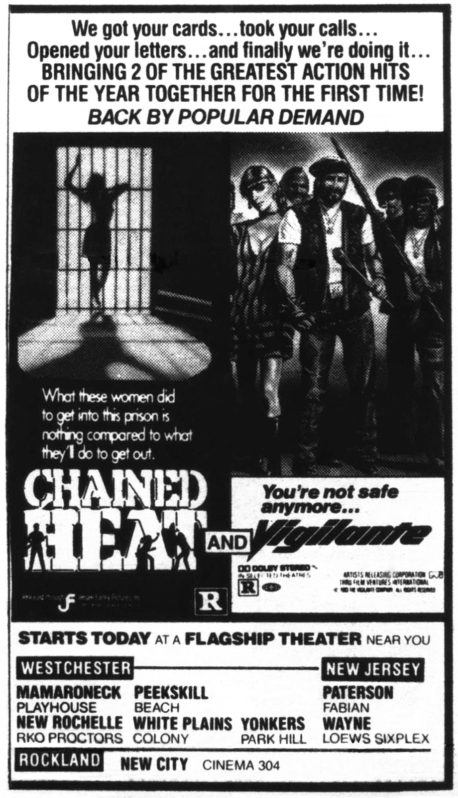 TEMPLE OF SCHLOCK: Movie Ad of the Week: CHAINED HEAT w/ VIGILANTE (1983)