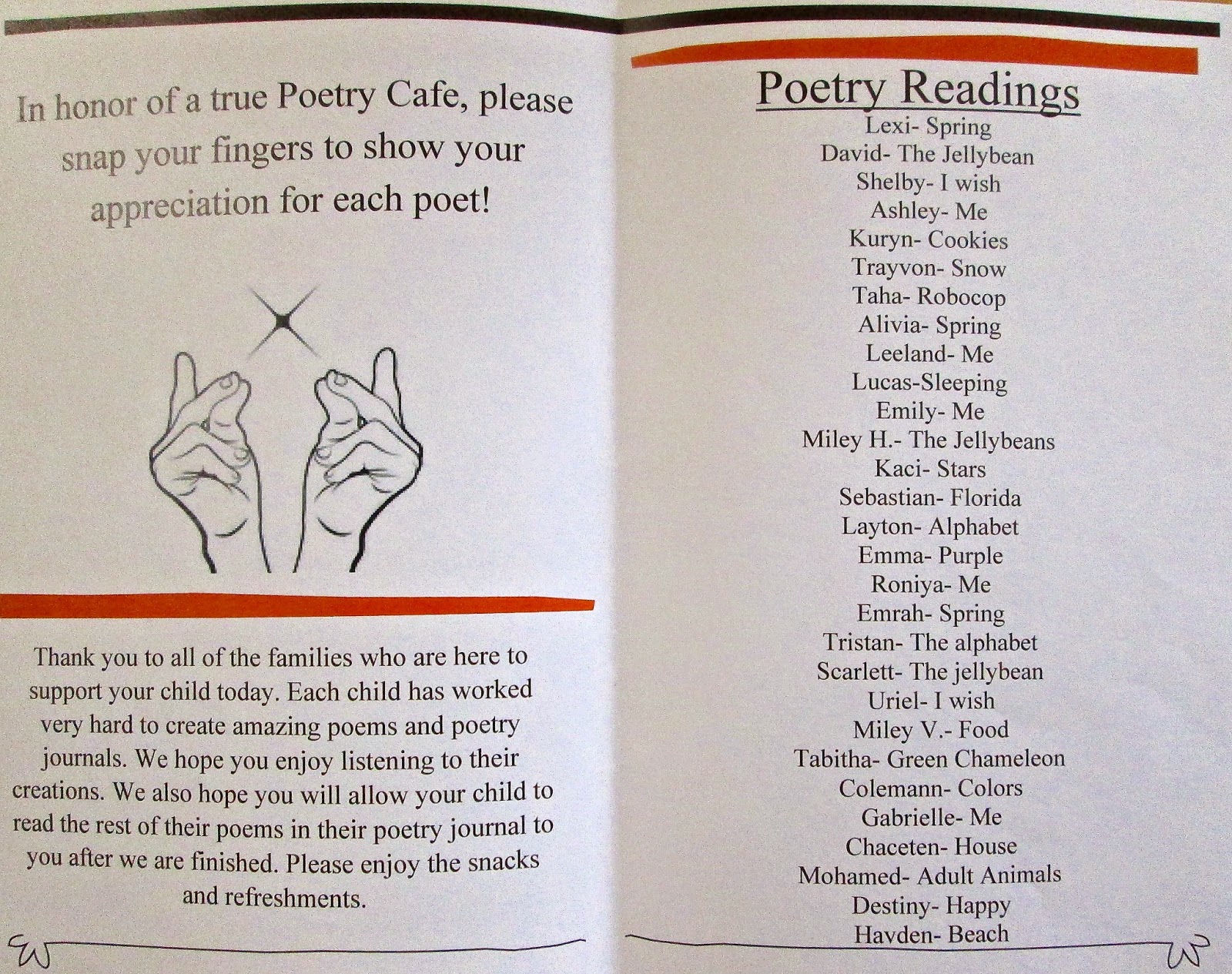 Mrs. Garrabrant's Classroom: Room 205's Poetry Cafe