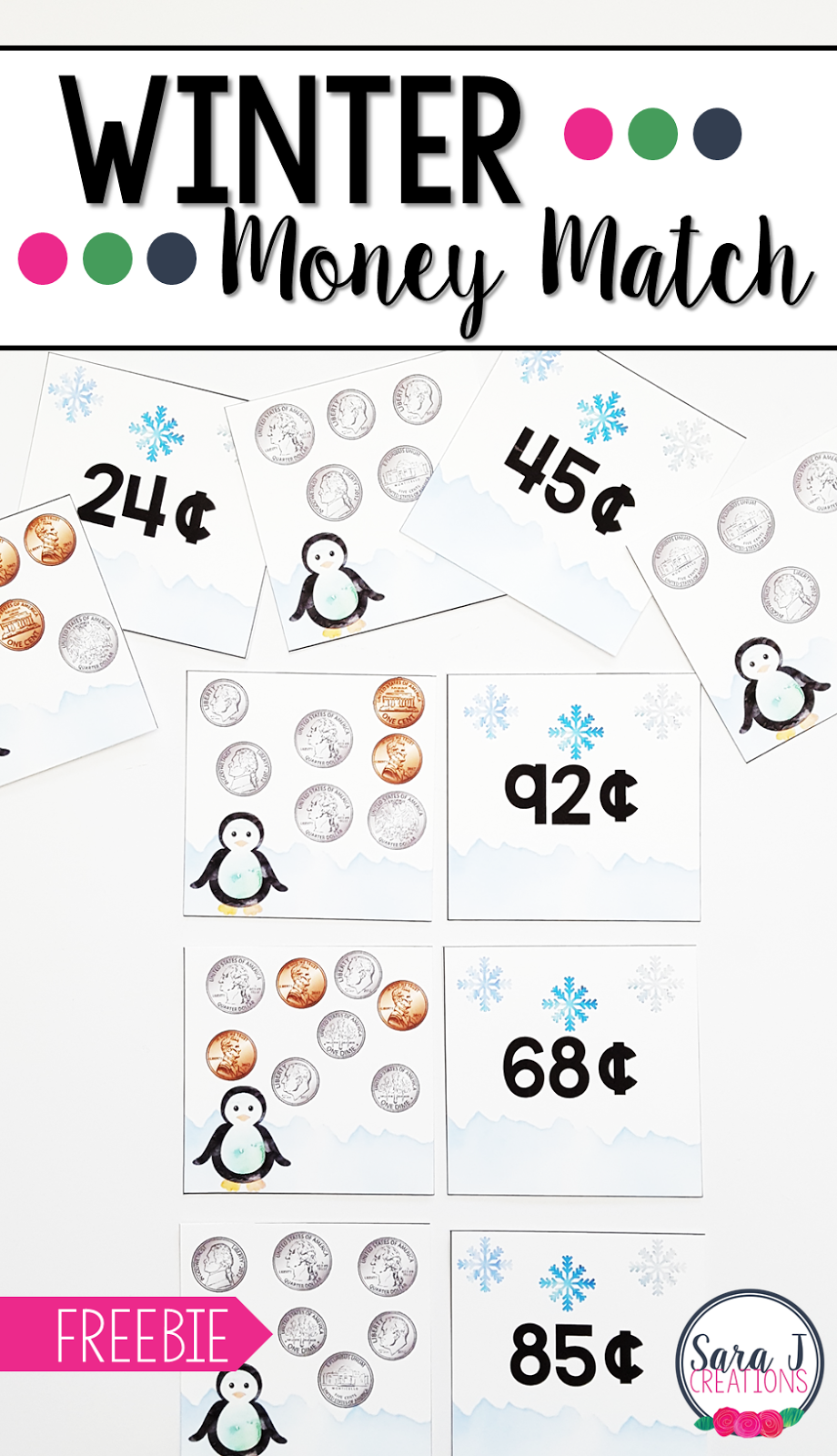 Winter Money Match Game | Sara J Creations