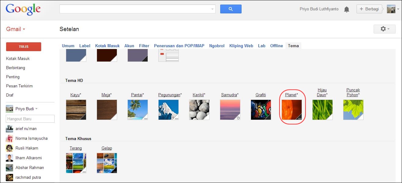 TUTORIAL Cara mengganti tema email pada gmail - BenolArt