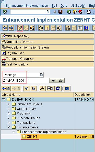 SAP ABAP 4 Tutorial: Edit or Delete Implicit Enhancement