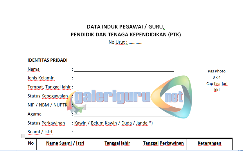 CONTOH FORMAT DATA INDUK PEGAWAI PENDIDIK DAN KEPENDIDIKAN - Sekolah ...