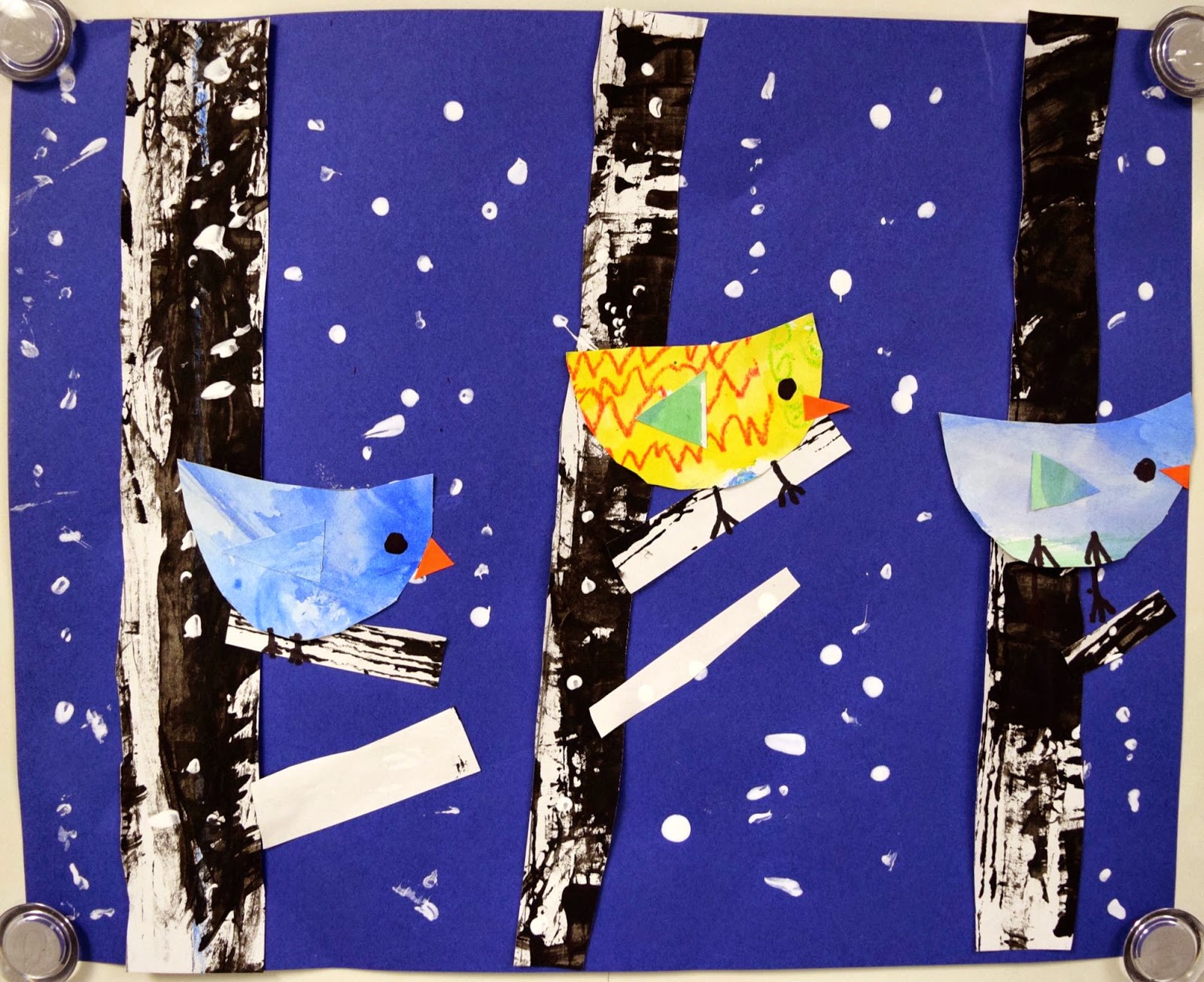 Winter Birds and Birch Trees (1st) - Part II - Art with Mrs. Nguyen