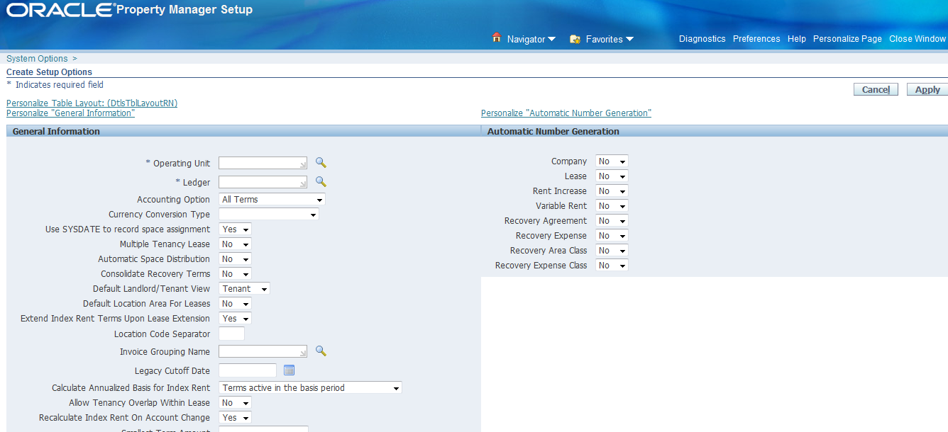 Oracle apps SCM Guide: System Options - Oracle Property Management