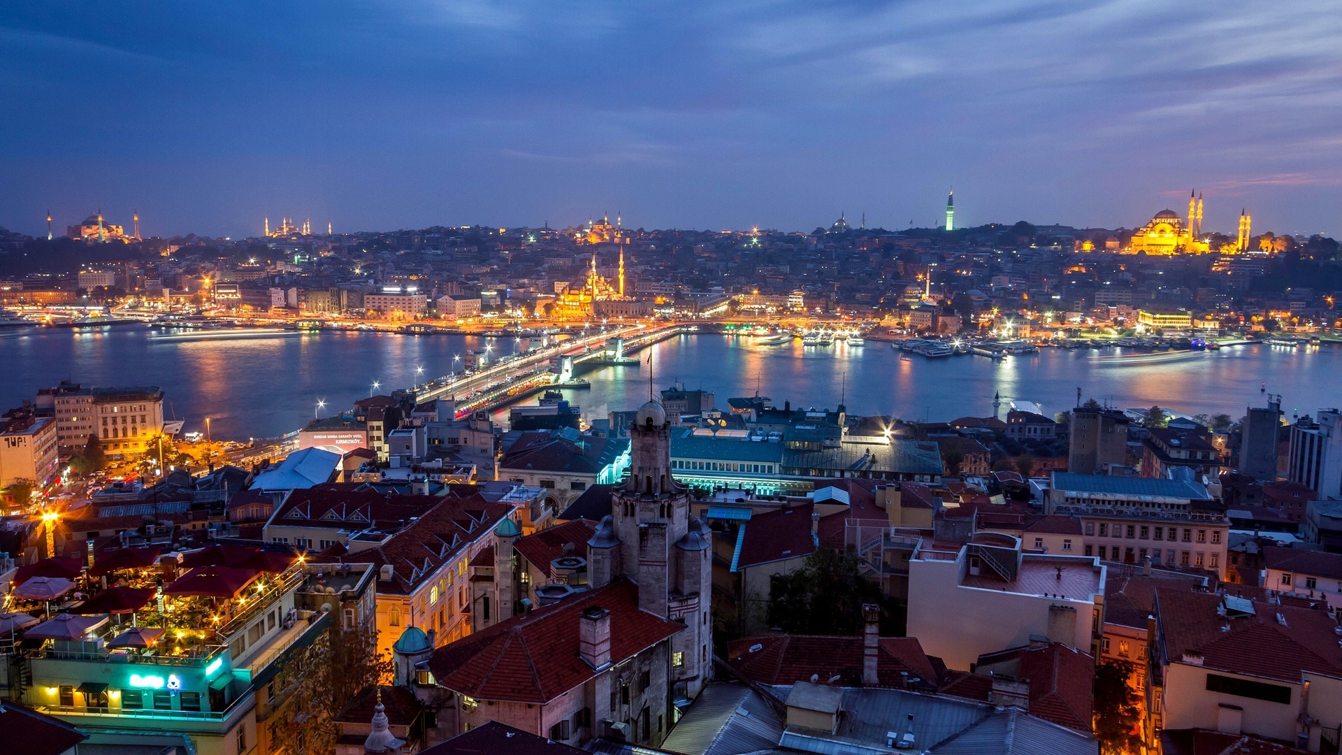 Turkey Istanbul city night houses lights - High Definition Wallpapers ...