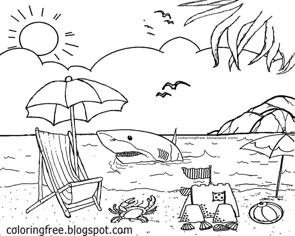 Easy Kid Ocean Scene Coloring Pages