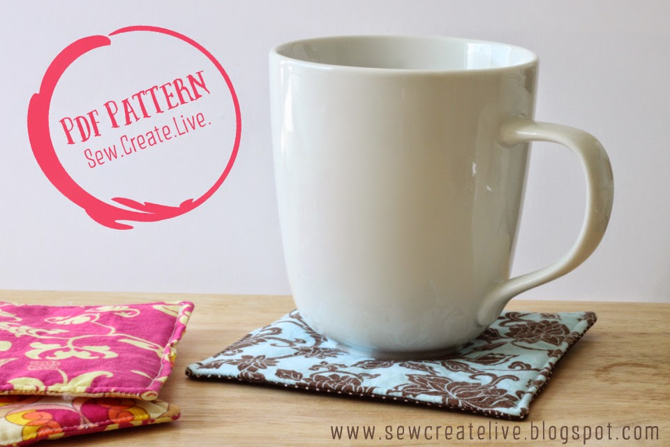 sewcreatelive: Easy Cup and Mug Coasters-FREE PATTERN DOWNLOAD