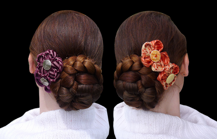 Petit chignon rond natté