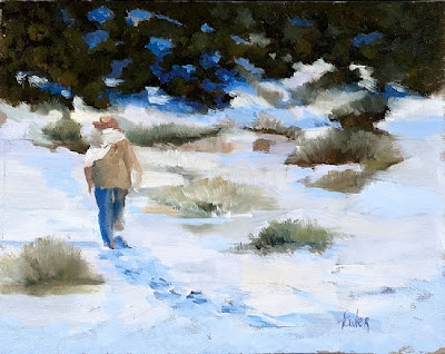 Susan Fowler Fine Art: Original Winter Snow Landscape With Figure "Deep ...