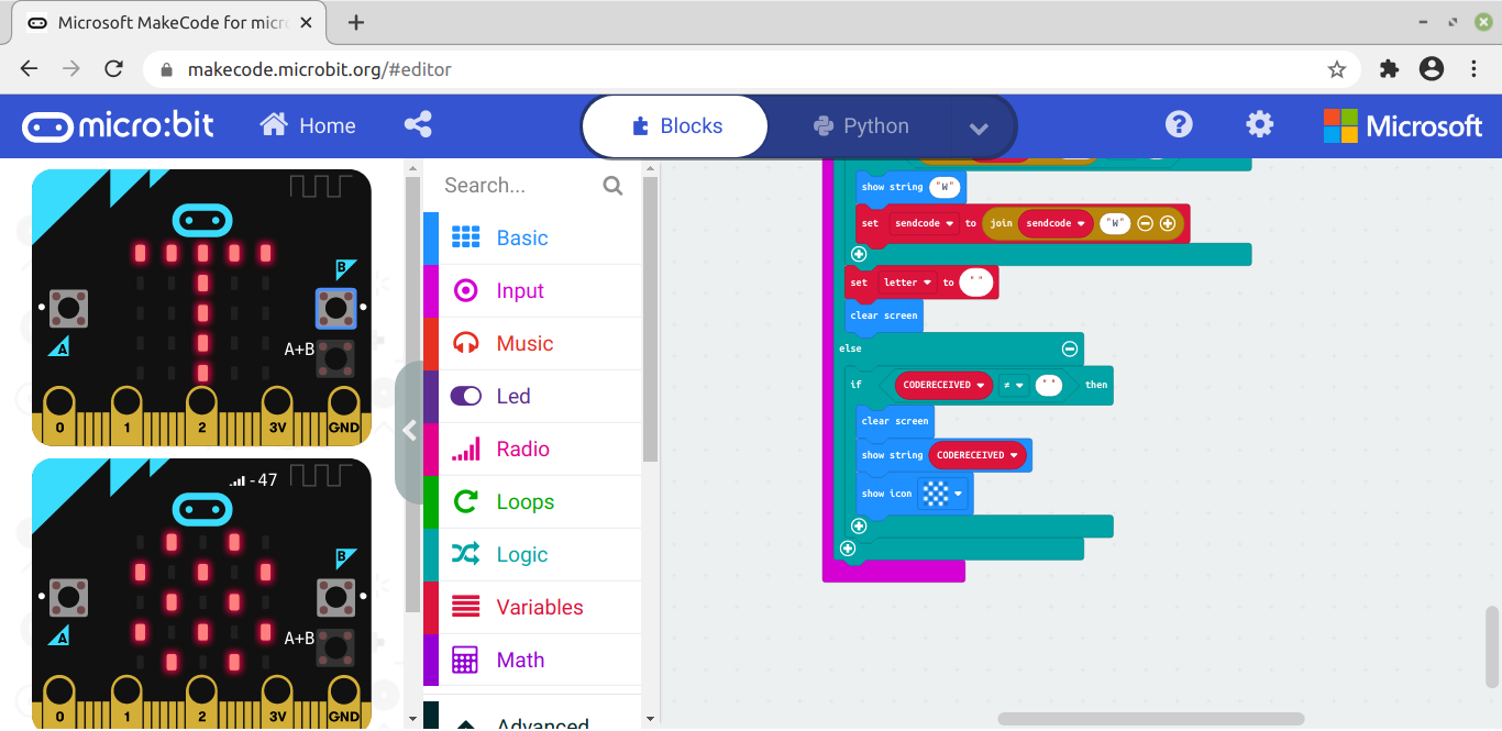 Μορς με micro:bits και MakeCode