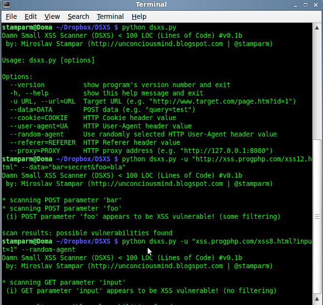 D4wFl1N ]=-: Damn Small XSS Scanner (DSXS)