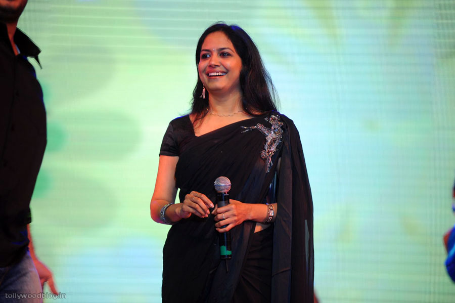 Singer Sunitha In Black n Black saree at Dhamarukam audio