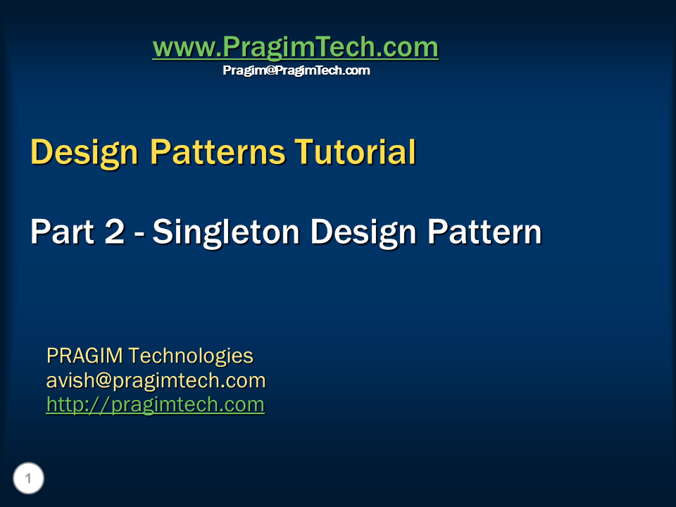 Sql server, .net and c# video tutorial: Singleton Design Pattern Sql server, .net and c# video tutorial: Singleton Design Pattern